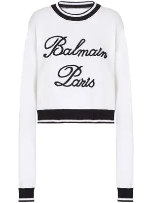 Balmain Logo-embroidered Crew-neck Jumper - White