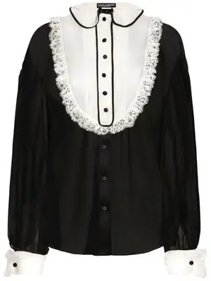 Dolce & Gabbana Bib-collar Silk-blend Shirt