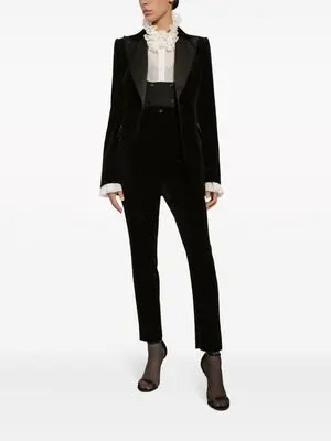 Dolce & Gabbana Ruffled Silk-blend Shirt - White