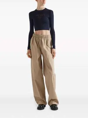 Prada Intarsia-knitted Logo Top - Blue
