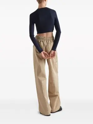 Prada Intarsia-knitted Logo Top - Blue