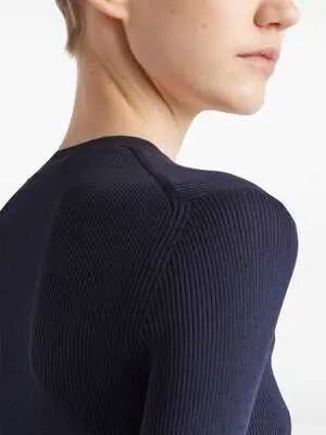 Prada Intarsia-knitted Logo Top - Blue