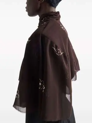 Prada Floral-print Cape - Red