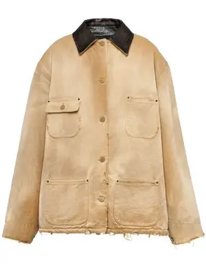 Prada Distressed Canvas Jacket - Neutrals