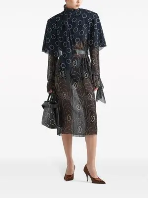 Prada Printed Georgette Midi Dress