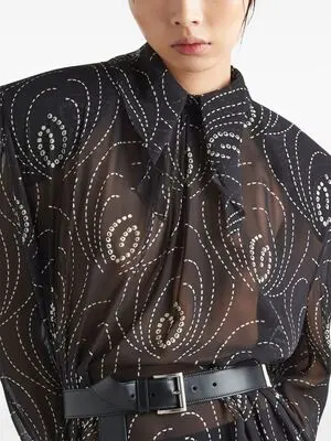 Prada Printed Georgette Midi Dress