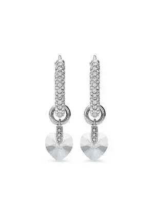JIMMY CHOO Crystal Heart Hoop Earrings - Silver
