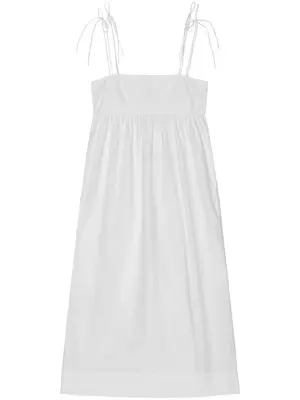 GANNI Cotton Poplin String Midi Dress - White