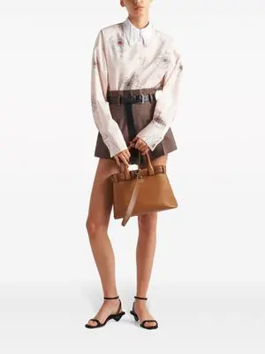 Prada Small Buckle Tote Bag - Brown