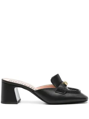Moschino Logo Leather Loafer Mules