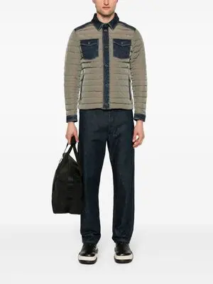 MOORER Denim-trim Quilted Jacket - Blue