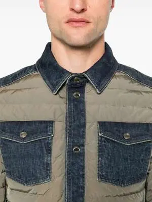 MOORER Denim-trim Quilted Jacket - Blue