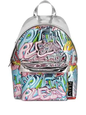 Philipp Plein Metallic Leather Backpack - Silver