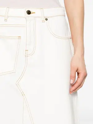 Tory Burch Deconstructed Denim A-line Skirt - Neutrals