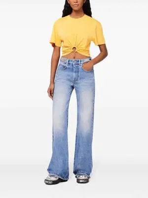 Rabanne Ring-detail Cropped T-shirt - Yellow