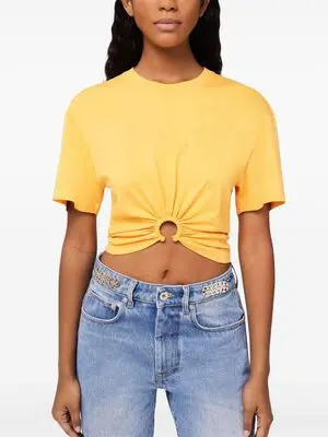 Rabanne Ring-detail Cropped T-shirt - Yellow