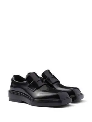 Prada Triangle-patch Leather Loafers