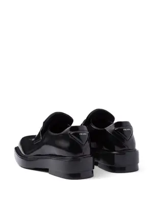 Prada Triangle-patch Leather Loafers