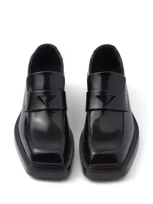 Prada Triangle-patch Leather Loafers