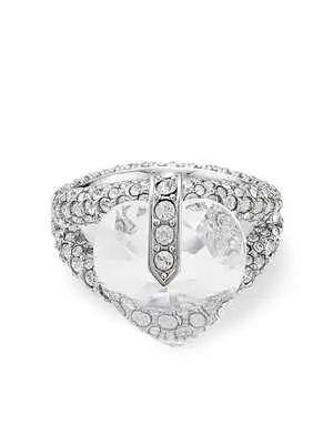 JIMMY CHOO Heart Crystal Cocktail Ring - Silver