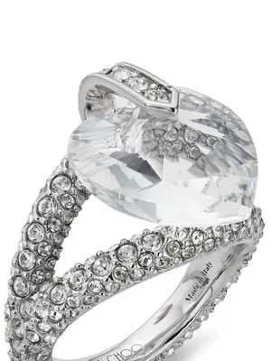 JIMMY CHOO Heart Crystal Cocktail Ring - Silver