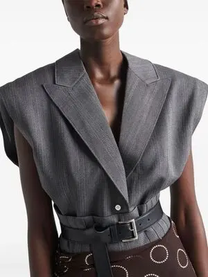 Prada Single-breasted Pinstripe Vest - Grey