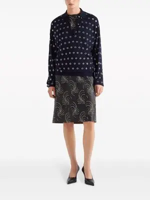 Prada Eyelet-detailed Knitted Polo Shirt