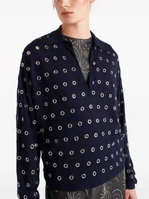 Prada Eyelet-detailed Knitted Polo Shirt