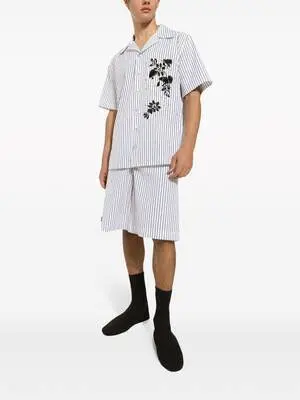 Dolce & Gabbana Floral-print Striped Shirt