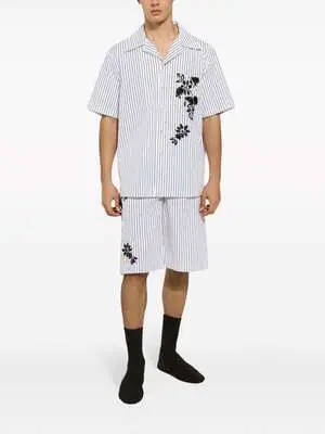 Dolce & Gabbana Floral-print Striped Shirt