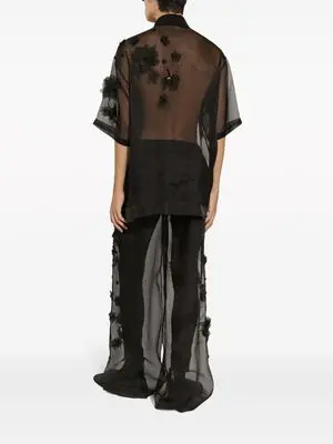 Dolce & Gabbana Floral-appliqué Sheer Polo Shirt