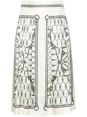 Tory Burch Graphic-print Midi Skirt - Neutrals