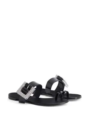 GIUSEPPE ZANOTTI Miss Buckle Crystal-embellished Patent Sandals - Black