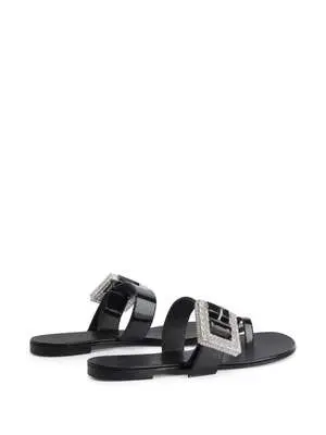 GIUSEPPE ZANOTTI Miss Buckle Crystal-embellished Patent Sandals - Black