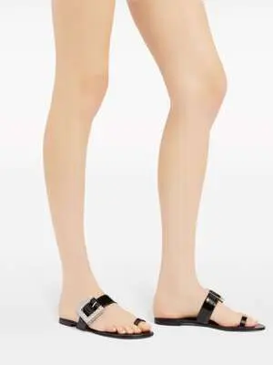 GIUSEPPE ZANOTTI Miss Buckle Crystal-embellished Patent Sandals - Black