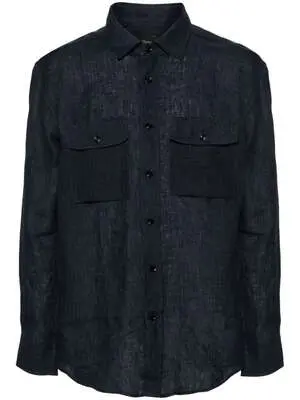 Brioni Button-up Linen Shirt - Blue