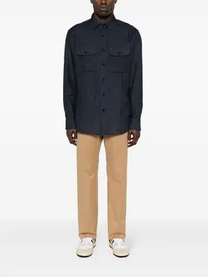 Brioni Button-up Linen Shirt - Blue