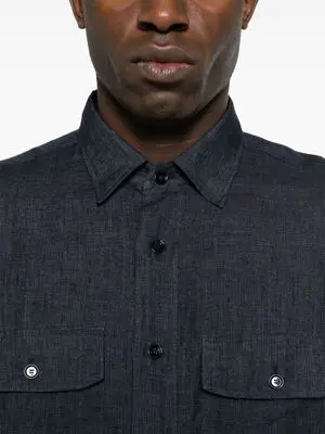 Brioni Button-up Linen Shirt - Blue