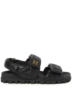 Miu Miu Quilted Leather Sandals - Black