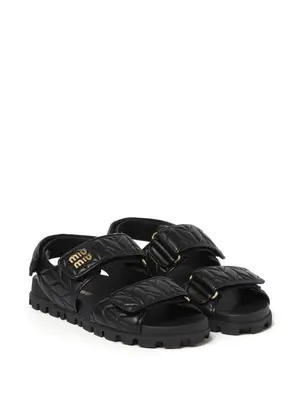 Miu Miu Quilted Leather Sandals - Black