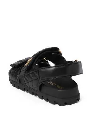 Miu Miu Quilted Leather Sandals - Black