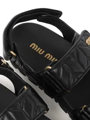 Miu Miu Quilted Leather Sandals - Black