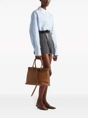 Prada Large Buckle Tote Bag - Brown