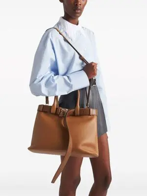 Prada Large Buckle Tote Bag - Brown