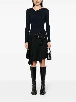 Off-White Wraparound Pleated Mini Skirt
