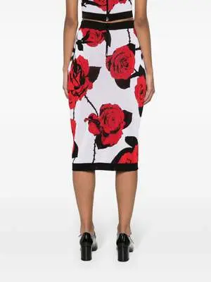 Balmain Floral-jacquard Midi Skirt