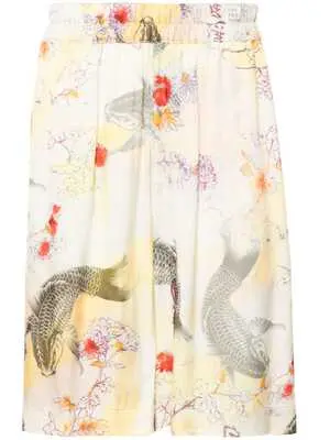 LANEUS Graphic-print Shorts - Yellow