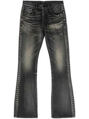 PURPLE BRAND Rhinestone-embellished Bootcut Jeans - Black