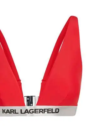 Karl Lagerfeld Logo-underband Triangle Bikini Top - Red