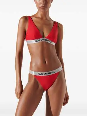 Karl Lagerfeld Logo-underband Triangle Bikini Top - Red
